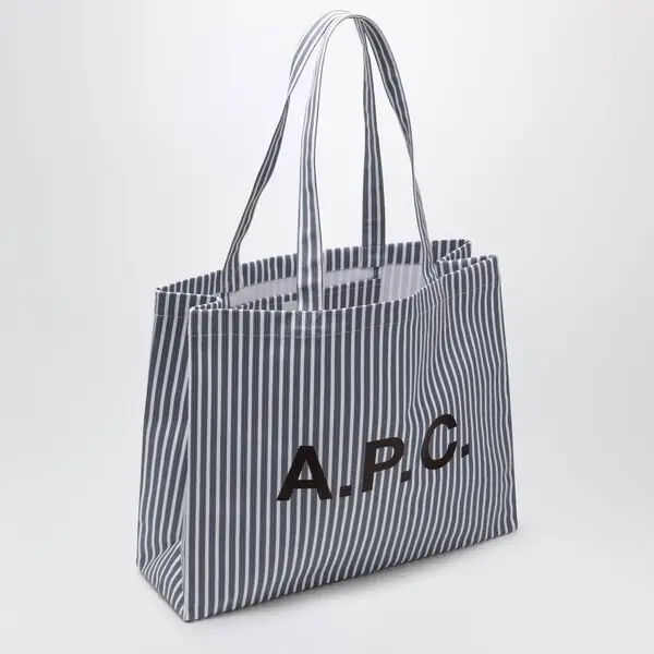 A.p.c. Light Striped Lou Large Tote Bag In Cotton