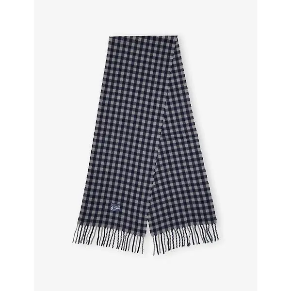 DAMSON MADDER Gingham Tassel Wool Scarf