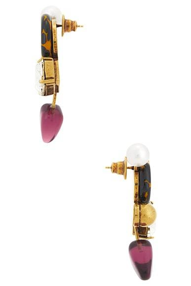 Dries Van Noten Handmade Artisanal Glass Disc Shell Paste Earrings