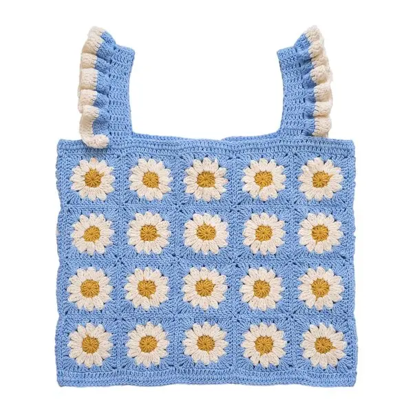 ANA CHIC Daisy Granny Square Handmade Crochet Top
