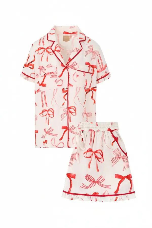 CAROLINA BENOIT Bow Luxury Matching Set Pajama Bow Print