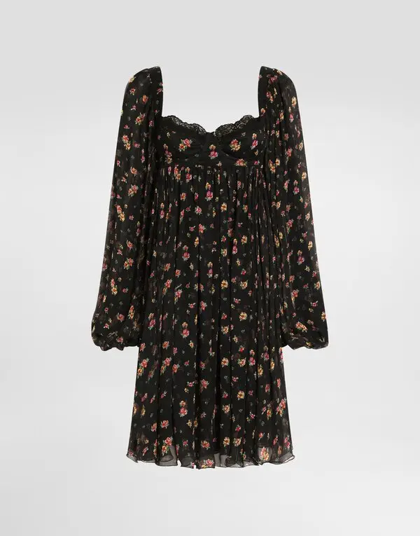 Dolce & Gabbana Small Floral-print Chiffon Dress Dresses - Multicolor