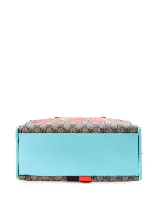 Gucci Structured Top Handle Open Tote Printed Gg Coated Canvas Small Satchel