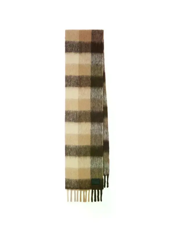 Paul Smith Tan And Black Brushed Check Scarf - Brown