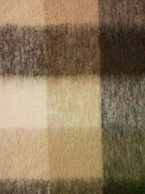 Paul Smith Tan And Black Brushed Check Scarf