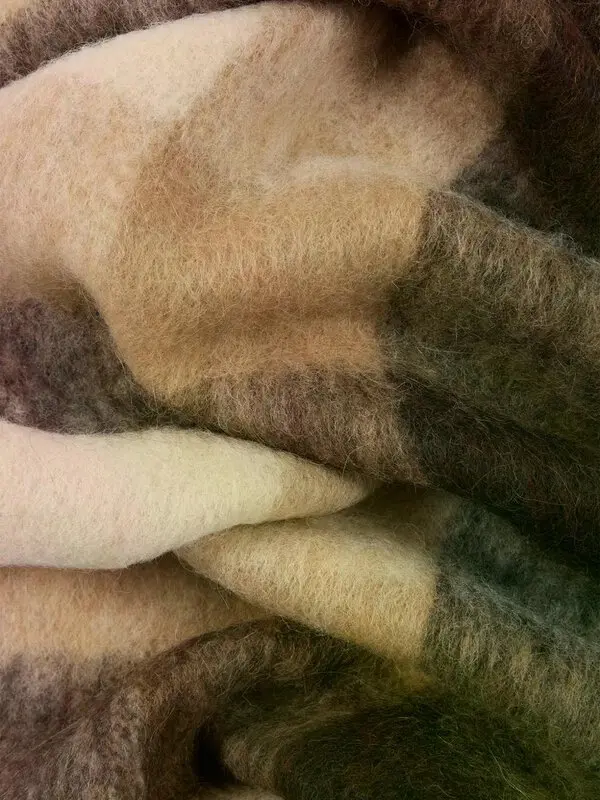 Paul Smith Tan And Black Brushed Check Scarf