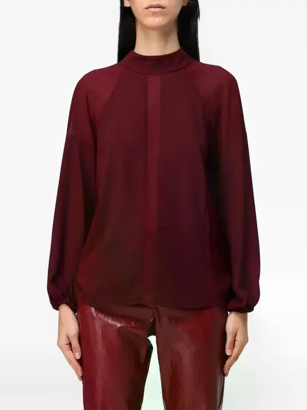 HANITA Sheer-panelled High-neck Top - Red