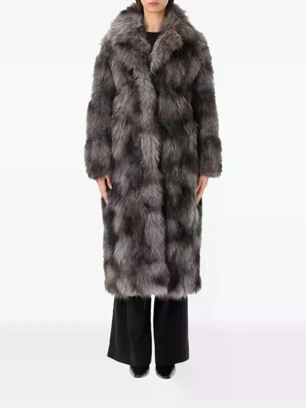 SWORD 6644 Faux-fur Notch-lapels Coat - Grey