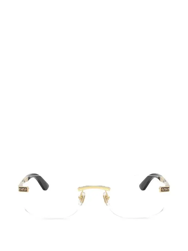 Versace Greca-pattern Rectangle-frame Glasses - Gold