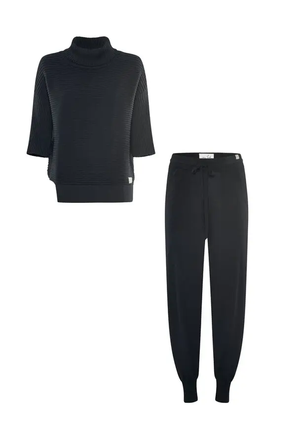 YOU LOOK PERFECT Merino Loungewear Set, Pullover Bailey & Pants Bella - Black