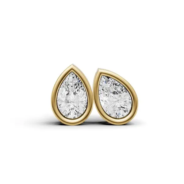 SEREIA OFFICIAL 14k Gold Studs 0.25 Carat Earrings Pear Bezel Solitaire Gold - Yellow