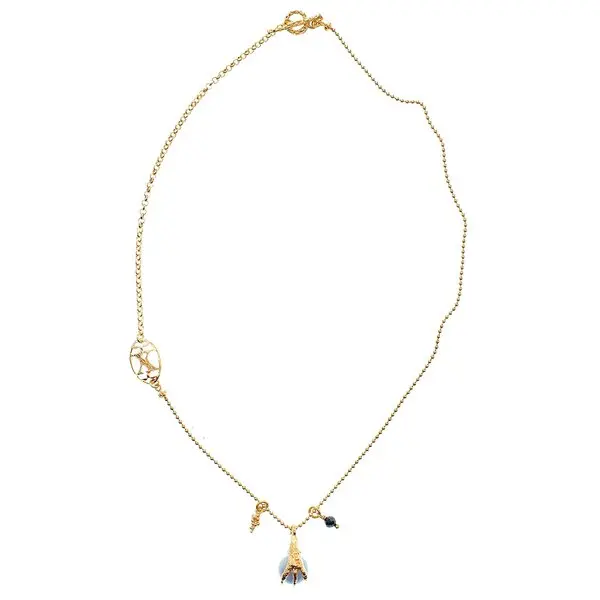 GEM KINGDOM Blue Claw Charm Necklace - Blue/gold