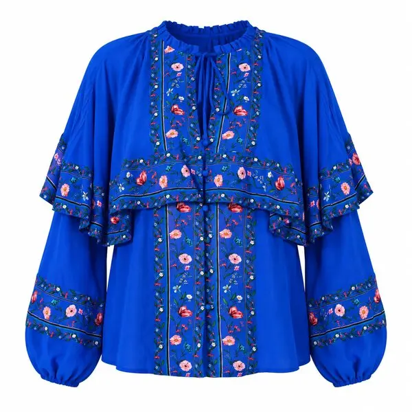ROSE & NANCY Tory Floral Cape Blouse
