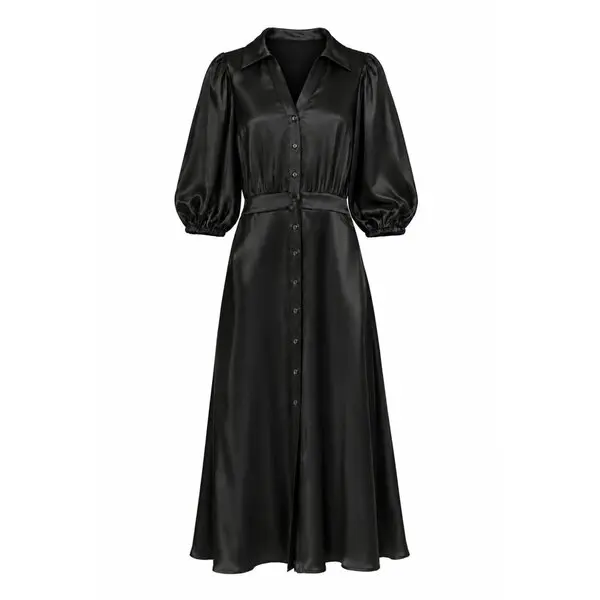 TRAFFIC PEOPLE Smooth Operator Satin Button Front Frida Midi Dress
