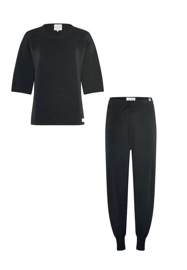 YOU LOOK PERFECT Merino Loungewear Set, Pullover Fay & Pants Bella - Black