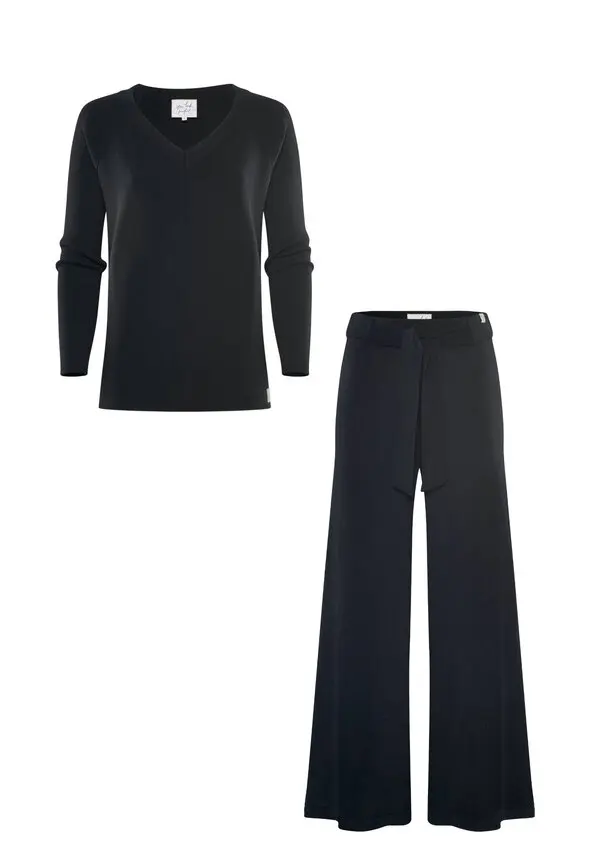 YOU LOOK PERFECT Merino Loungewear Set, Pullover Dorina & Pants Bailey - Black