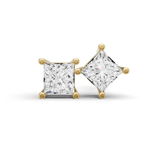 SEREIA OFFICIAL 14k Gold Studs 0.25 Ct Earrings Princess Solitaire Gold - Yellow