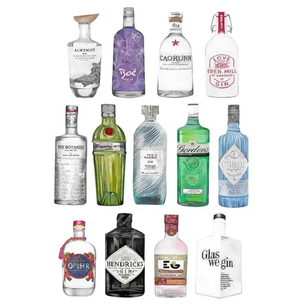 JOHANNA FLEMING Neutrals Gin Collection, Fine Art Print A4