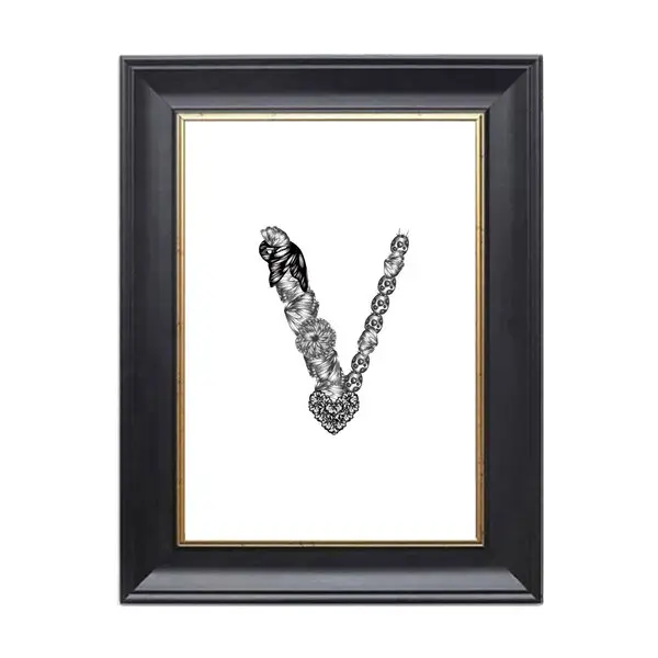 JOHANNA FLEMING Alphabet Typography Letter V Fine Art Print A4