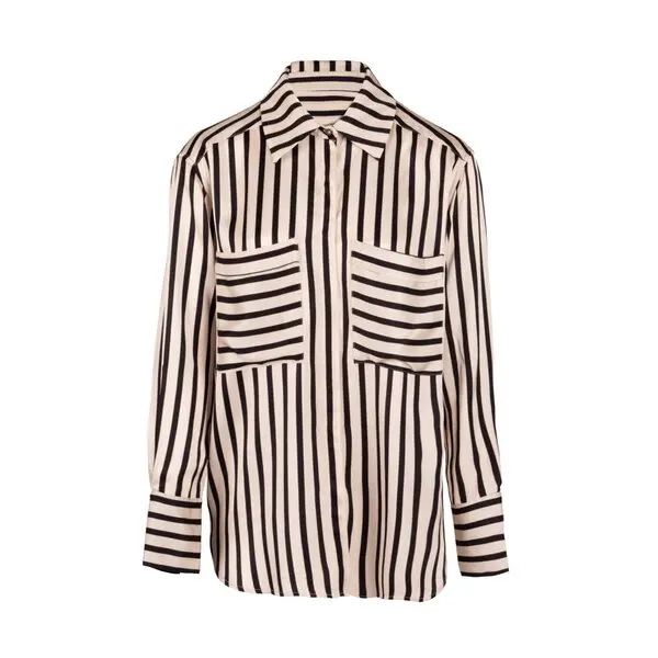 CASA LÉLÉ Neutrals/ The Sasha Button Down In Stripe
