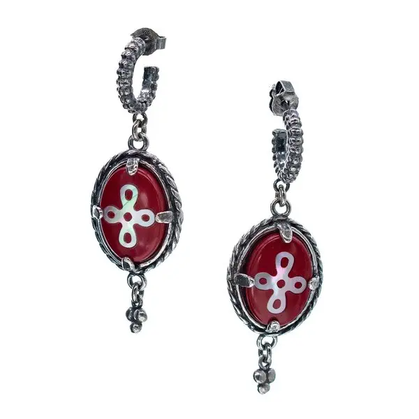 GEM KINGDOM Cross Earrings Red