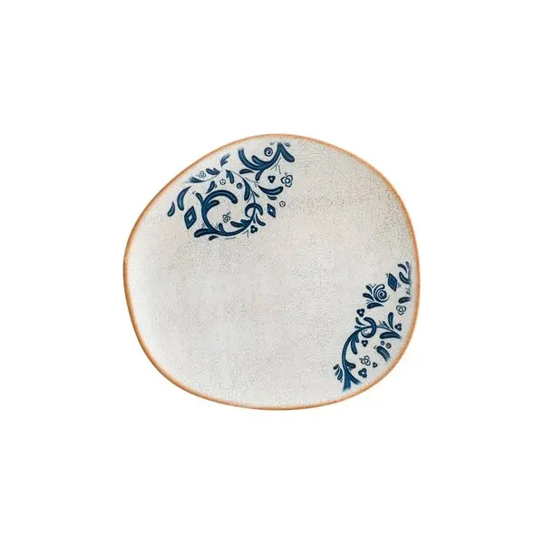 Turgla Home Viento Organic Decorated Porcelain Dinner Entree Plate - Blue/white