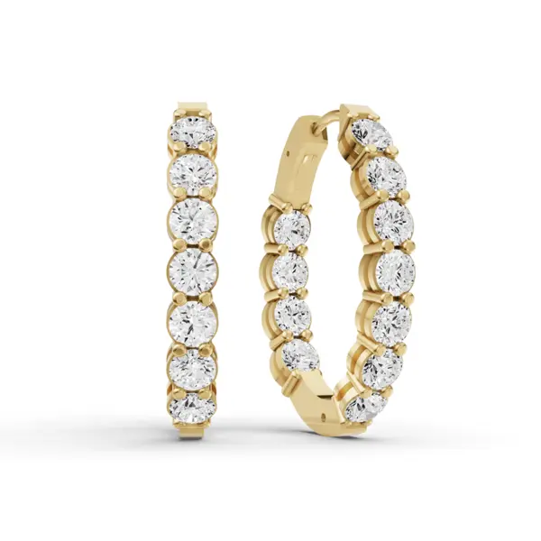 SEREIA OFFICIAL 14k Gold Signature Earrings 2 Ct Oval In & Out Hoops Gold - Yellow