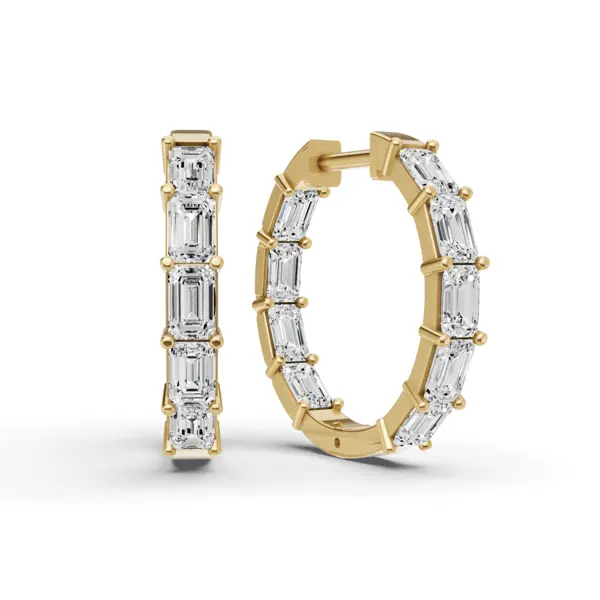 SEREIA OFFICIAL 14k Gold 2 Ct Earrings Emerald Fancy Hoops Gold - Yellow
