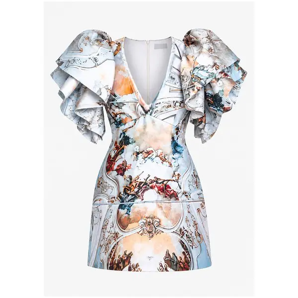 MAXJENNY Large Rufflearm Mini Dress Jubilee Sicily - Grey