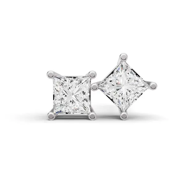 SEREIA OFFICIAL 14k Gold Studs 0.25 Ct Earrings Princess Solitaire White Gold - Silver
