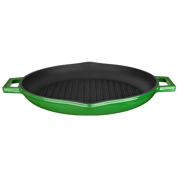 Turgla Home Cast Iron Round Cast Iron Pan - Green