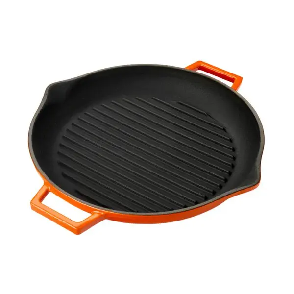 Turgla Home Cast Iron Round Cast Iron Pan - Orange