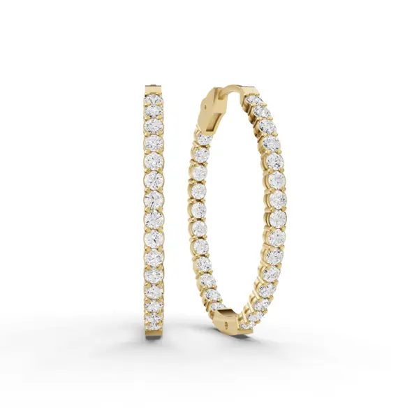 SEREIA OFFICIAL 14k Gold 1 Ct Earrings Oval In & Out Diamond Hoops Gold - Yellow