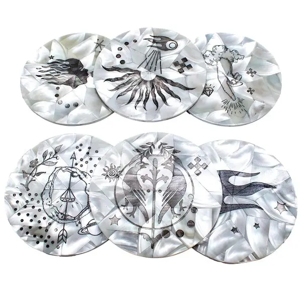 GEM KINGDOM Sweet Dreams Mother Of Pearl Coasters - White