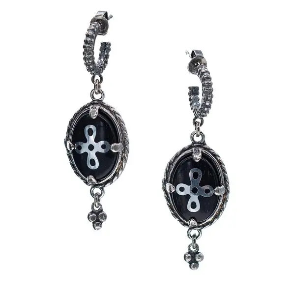 GEM KINGDOM Cross Earrings Black