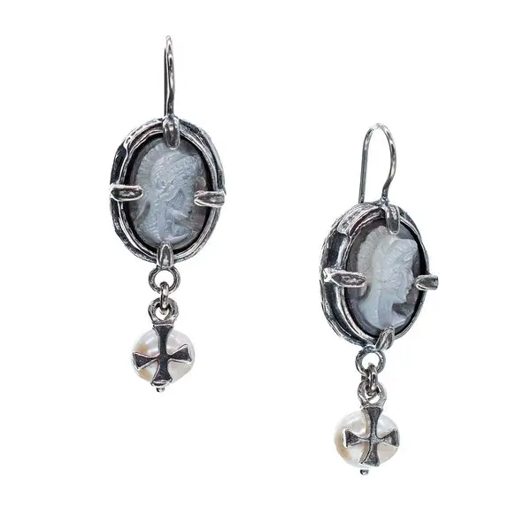 GEM KINGDOM Italian Shell Cameo Earrings
