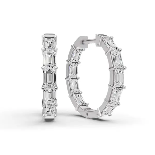 SEREIA OFFICIAL 14k Gold 2 Ct Earrings Emerald Fancy Hoops White Gold - Silver