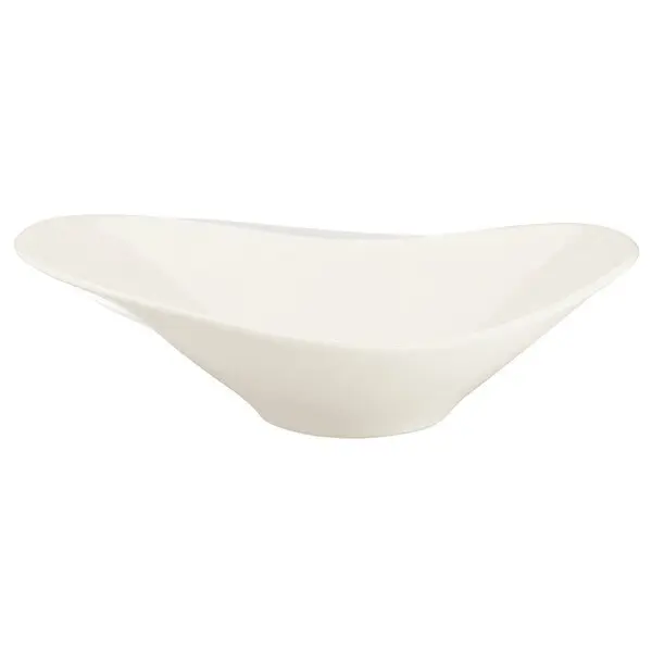Turgla Home Gourmet Oval Warm Stream Porcelain Serving Bowl - White