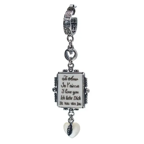 GEM KINGDOM White Love Letter Single Earring Silver