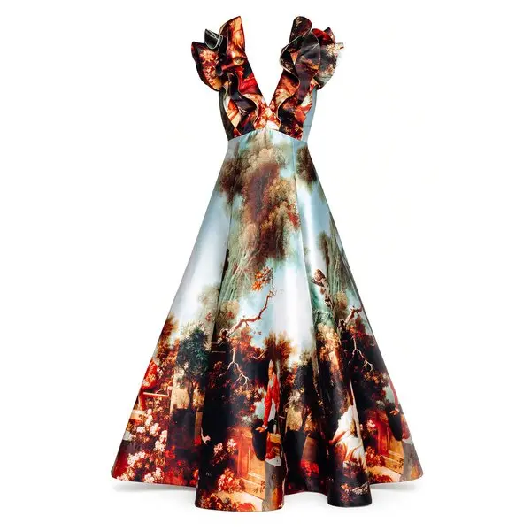 MAXJENNY Butterfly Evening Dress Garden Royal - Brown