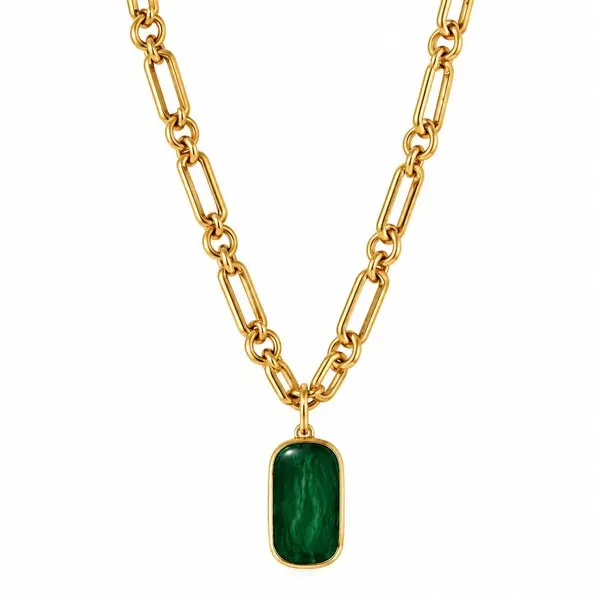 Persia Donà Jewelry Aphrodite Green Intaglio Necklace - Gold/green