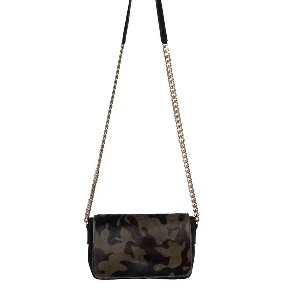 JUAN-JO Camouflage Hair-on-leather Small Crossbody Bag - Green/black