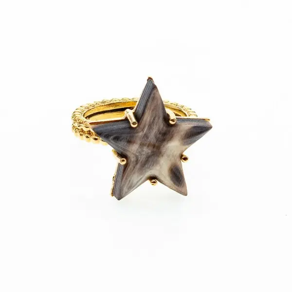 GEM KINGDOM Horn Star Ring - Brown/gold