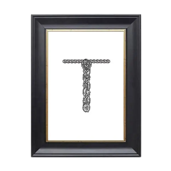 JOHANNA FLEMING Alphabet Typography Letter T Fine Art Print A4 - Black/white/grey