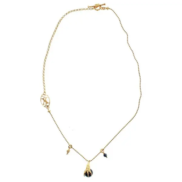 GEM KINGDOM Black Claw Charm Necklace - Black/gold