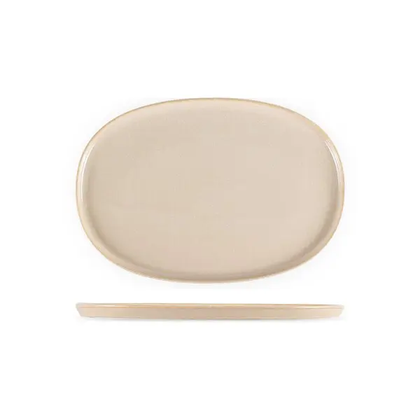 Turgla Home Neutrals Sand Oval Porcelain Serving Dinner Platter