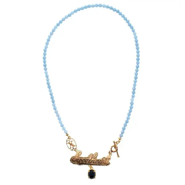 GEM KINGDOM Blue Sweetheart Necklace - Blue/gold