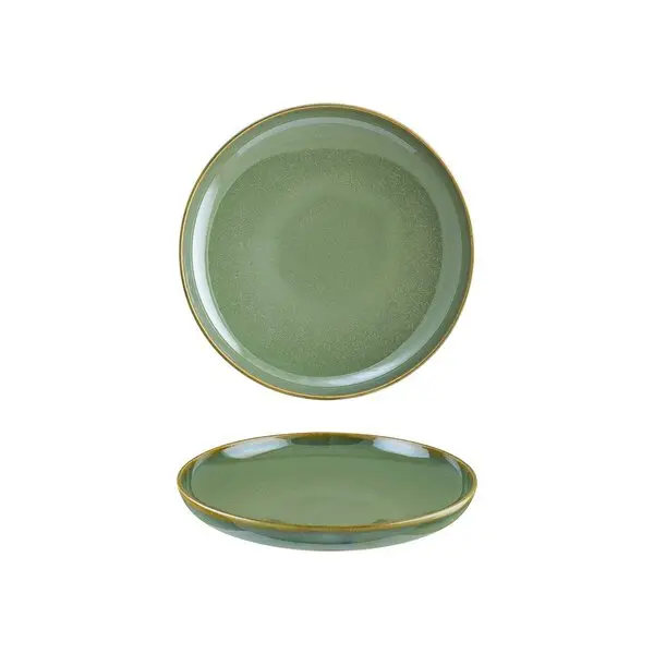 Turgla Home Sage Round Porcelain Deep Entree, Dinner Plate
