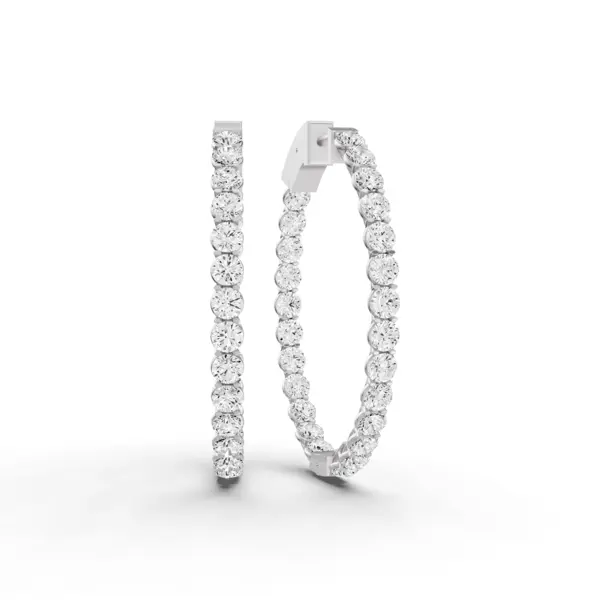 SEREIA OFFICIAL 14k Gold 5 Ct Earrings Oval Diamond Hoops White Gold - Silver