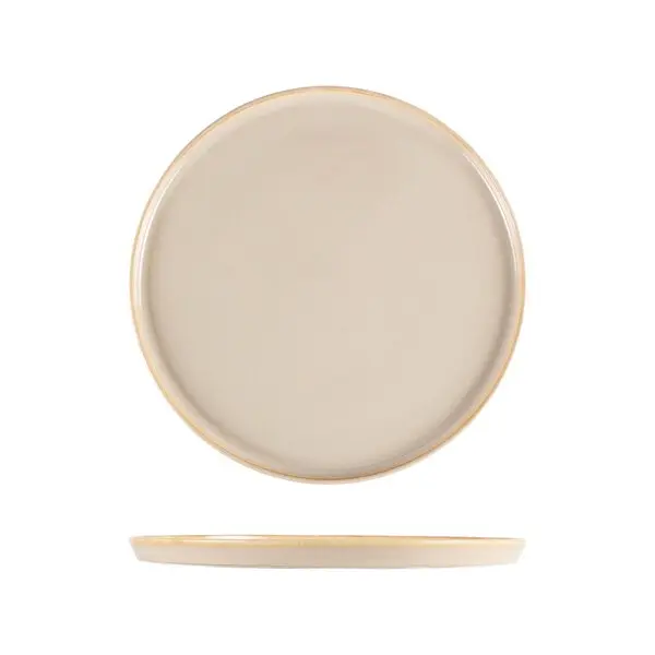 Turgla Home Neutrals Sand Round Porcelain Entree, Dinner Plate - Beige